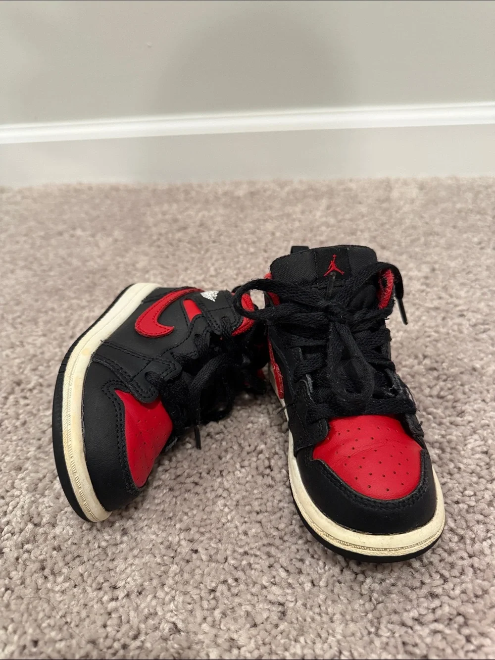 Jordan | Shoes | Jordan Toddler Hightop Sneakers In Black And Red ...
